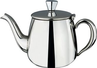 Caf&eacute; Ol&eacute; PT-013 Cafe Ole Erstklassige Premium Teekanne, 18/10 Edelstahl, 13 Ounces, Tropffreies Ausgie&szlig;en, hohle Griffen & Klappdeckel, Silber