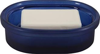 Spirella Seifenschale Glas dekorative Badausstattung Seifenablage Yoko Ma&szlig;e: 13,3 x 9,8 x 4 cm - Blau