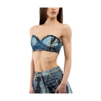 Moschino Femme, Tops, Bleu, Taille: 36 FR Hauts sans manches