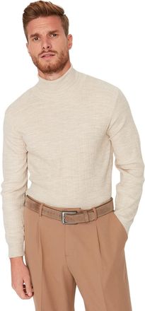 Trendyol Herren Plain Turtle Neck Sweater Sweatshirt, Beige, M EU