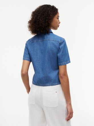 Tommy Hilfiger Jeansbluse BOXY TIE SHIRT MIA SS Baumwolle