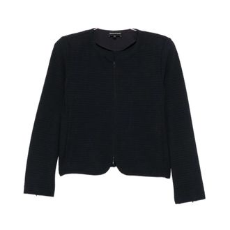 Emporio Armani Rundhals-Strickjacke mit Rei&szlig;verschluss - - Knitwear - Damen - Blau - S