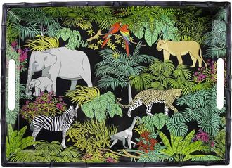 Les Jardins de la Comtesse Tablett aus reinem Melamin - Dschungel - 50 cm - Grün/Schwarz - großes Serviertablett aus der Geschirrkollektion MelARTmine