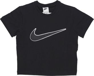 Nike Cropped Swoosh T-Shirt - - Sport - Damen - Schwarzk - XS