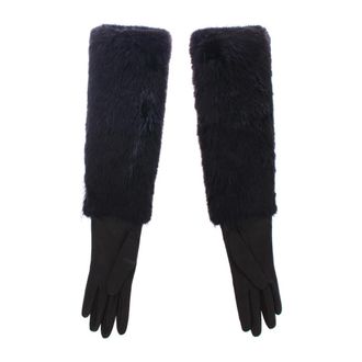 Dolce & Gabbana Femme, Accessoires, Noir, Taille: ONE Size Gants longs en cuir dagneau et fourrure de castor