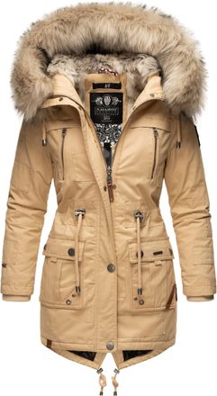 Navahoo Premium Damen Winter Jacke Parka Mantel Winterjacke warm Kunstfell B805 [B805-Honigf-Beige-Gr.S]