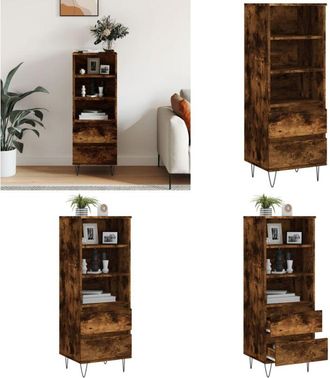 vidaXL Vidaxl - Buffet haut Ch&ecirc;ne fum&eacute; 40x36x110 cm Bois ding&eacute;nierie - Buffet Design Industriel - Meuble Rangement - Buffet Cuisine - Buffet Salon