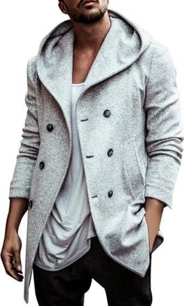 Generic Manteau Homme Trench Coat Automne Hiver Double Boutonnage Col Revers Jacket Classique Business Parka Blouson Décontracté Mi-Longue Outwear Coupe-Vent 