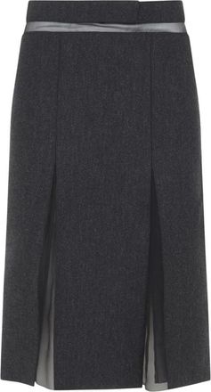 Prada Doppel Woll Midi Rock - - Skirts - Damen - Grau - M