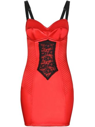 Dolce & Gabbana robe courte à détails en dentelle - Rouge