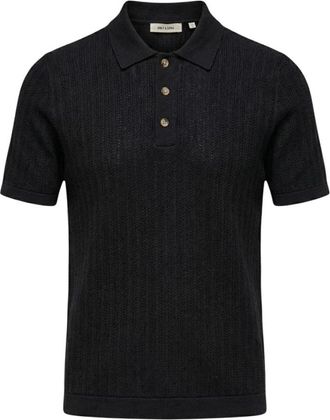 Only & Sons Only & Sons, Homme, Tops, Noir, Taille: XL Polo Boutonn&eacute; &agrave; Manches Courtes