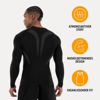 Smilodox Longsleeve Carnos, Compression Shirt Herren, Langarmshirt f&uuml;r Gym & Training Compression Fit, Seamless, atmungsaktiv, Body Mapping, Stretch