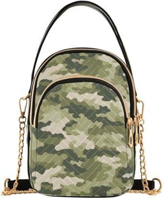 Mnsruu Sac &agrave; bandouli&egrave;re camouflage vert camouflage petit sac &agrave; main en cuir pour femme