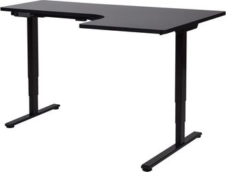 Beliani Schreibtisch Rechts Schwarz Melamin L-Form 160x59 cm mit Metallgestell Elektrisch H&ouml;henverstellbar B&uuml;ro Steh-Sitz-Tisch Stehtisch