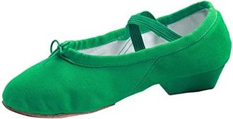 Generic Chaussures de danse en toile pour femme avec talon et sangle de cheville, chaussures dentraînement élastiques, semelles en caoutchouc souple, chaussur