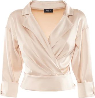 Nenette Femme, Blouses et Chemises, Beige, Taille: 36 FR Chemisier cache-coeur en satin