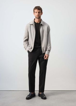 Mango Veste bomber en laine m&eacute;lang&eacute;e gris clair/pastel - Homme - XXL - MANGO MAN