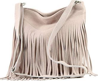 modamoda.de T125 Sac à bandoulière en daim pour femme fabriqué à la main en Italie, Rose., m