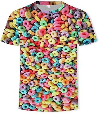 Generic Chemises unisexes &agrave; manches courtes imprim&eacute;es 3D pour adultes, jaune, 4XL