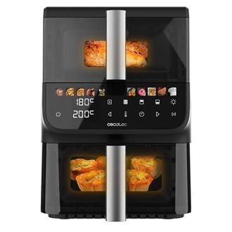 Cecotec Friteuse à Air sans Huile - Air Fryer 10L Cecofry DuoLevel 10000 DuoSize Window. 2000W, Design Vertical, 2 Cuves de 3.5L et 6.5L, Sync, 10 Menus, Temp
