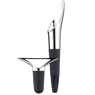 Georg Jensen Wine & Bar Set 2 Stück (Winepourer + Stopper), Edelstahl, Stainless Steel 14.9 x 21.3 x 5.5 cm