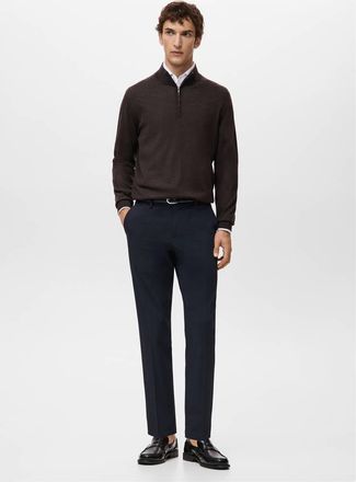 Mango Pantalon Bologna cropped slim-fit bleu marine - Homme - 38 - MANGO MAN