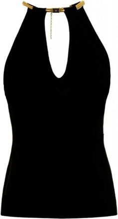 Elisabetta Franchi Femme, Tops, Noir, Taille: 42 FR Tk-55S-56E2-V290 Top dos nu avec d&eacute;tail de cha&icirc;ne
