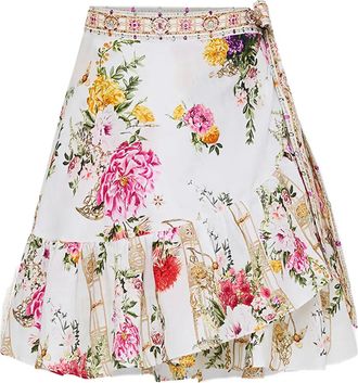 Camilla minijupe fleurie à volants - Blanc