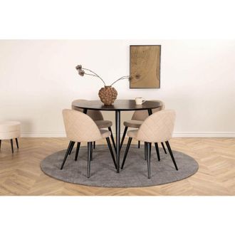 ebuy24 Ebuy24 - Dipp&Oslash;115BLBL Essgruppe Esstisch schwarz und 4 Velvet Stitches Esszimmerst&uuml;hle beige