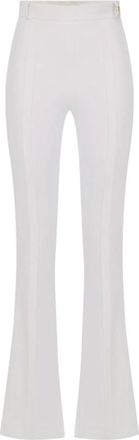 Elisabetta Franchi Femme, Pantalons, Blanc, Taille: 44 FR Pantalon Coupe Ample Double &Eacute;paisseur en Cr&ecirc;pe Stretch