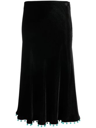 Roberto Cavalli jupe orn&eacute; de perles &agrave; taille haute - Noir
