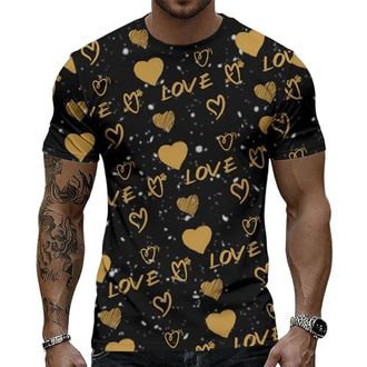 Generic T-shirt imprim&eacute; coeur pour homme - Imprim&eacute; coeur damour mode col rond manches courtes T-shirts graphiques mode d&eacute;contract&eacute; hauts voyage rendez-vous, U