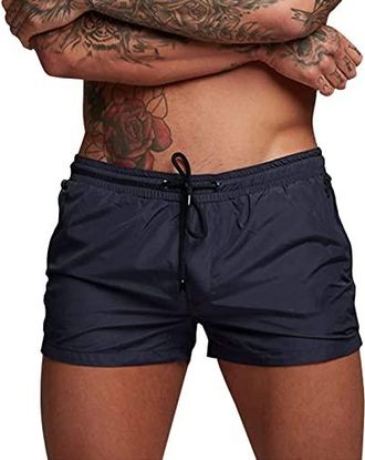 Generic Short de bain pour homme - Short de plage multicolore - Couleur corset - S&eacute;chage rapide - Short pour homme - Pantalon de sport solide pour homme - Pan