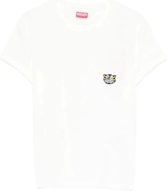 Kenzo Femme, Tops, Blanc, Taille: 36 FR Wild Tiger Embroidered T-Shirt