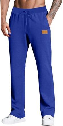 Generic Pantalon de surv&ecirc;tement ample pour homme avec bas ouvert, coupe droite, jambes larges, taille &eacute;lastique, cordon de serrage, pantalon de sport avec poc