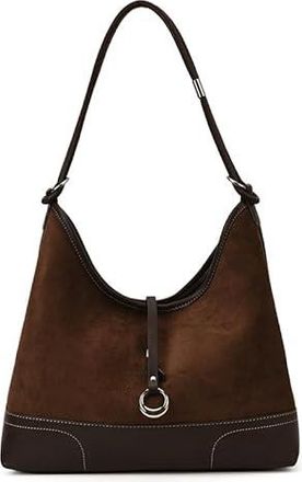 Generic Garhomtur Sac fourre-tout en daim pour femme, sac à bandoulière, sac à main avec pendentif, sac besace décontracté pour le travail et les voyages, caf