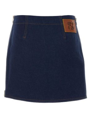 Fendi Womens Denim Mini Skirt Navy Exterior: Cotton Gonne