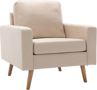 vidaXL Vidaxl - Fauteuil relax cr&egrave;me en tissu polyester - Rembourrage &eacute;pais pour confort optimal - Cadre en bois massif - Dimensions 77x71x80cm