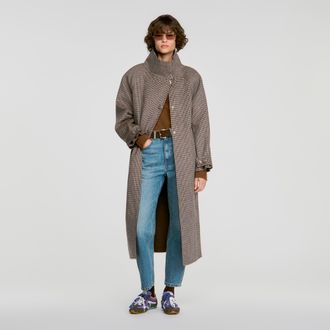 Sandro Karierter Oversize-Mantel