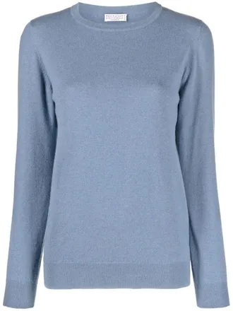 Brunello Cucinelli pull en cachemire &agrave; col rond - Bleu