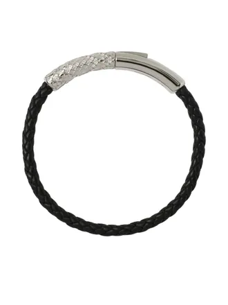 Burberry bracelet en cuir Check - Noir