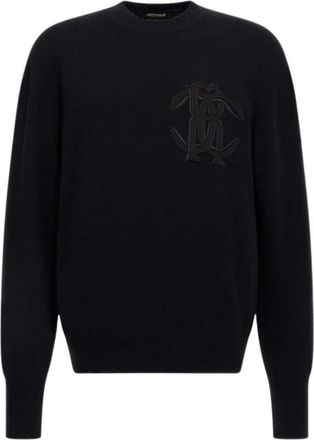 Roberto Cavalli Logo-bestickter Strickpullover - - Knitwear - Herren - Schwarzk - M