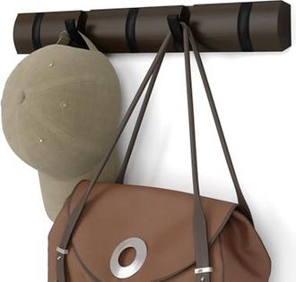 Umbra Flip 5 Garderobenhaken - Moderne, Schlichte und Platzsparende Garderobenleiste mit 5 Beweglichen Haken für Jacken, Mäntel, Schals, Handtaschen und Meh