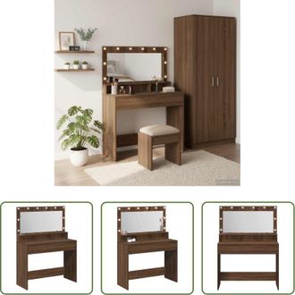 vidaXL Schminktisch mit Spiegel - Schminktisch Braun Eichen-Optik 100 x 41 x 135 cm Holzwerkstoff