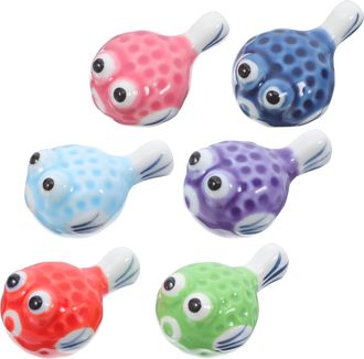 DOITOOL 6 St&uuml;ck Japanische Keramik Essst&auml;bchenhalter Fisch Form Tischdekoration Kleines Leichtes Design Wiederverwendbar Sp&uuml;lmaschinenfest als Essst&auml;bchen Bes