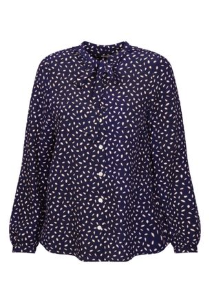 Seidensticker Damen Bluse - Fashion Bluse - Regular Fit - Rundhalsausschnitt mit Schleife - Langarm - 100% Viskose