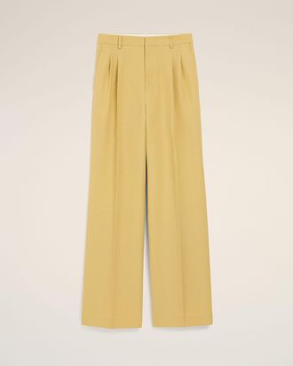 Ami Pantalon Large Jaune Taille Basse en Laine Vierge Jaune Pastel - 36 - Homme