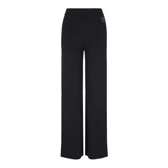 A|X Armani Exchange Femme, Pantalons, Noir, Taille: 36 FR Pantalon Palazzo Noir avec Taille &Eacute;lastique
