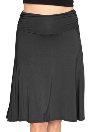 Stretch is Comfort Womens Knee Length Flowy Skirt Black Medium