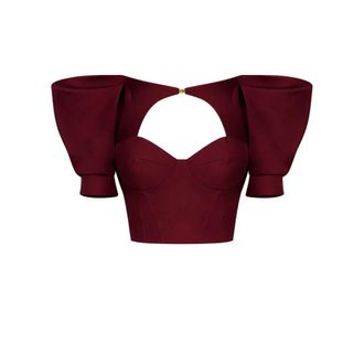 Elisabetta Franchi Top aus Cr&ecirc;pe- und Duchess-Satin - - Blouses & Shirts - Damen - Rot - S
